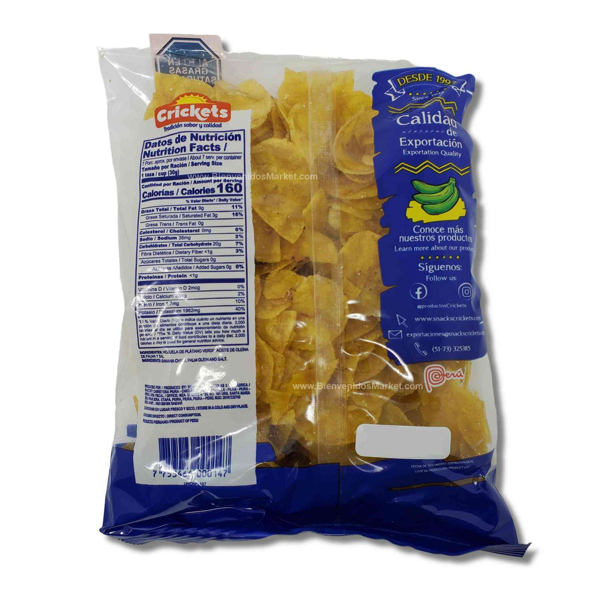 Salted Plantain Chips Chifles Salados Crickets 200g – Bienvenidos Latin ...